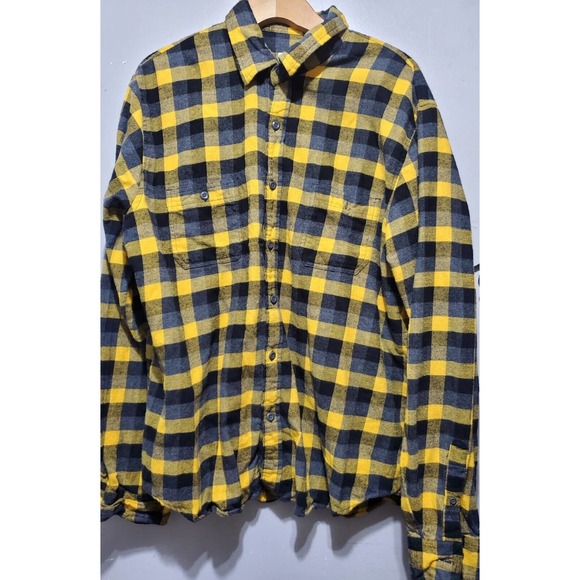 True Craft | Shirts | True Craft Mens Yellow Plaid Long Sleeve Button Up Flannel Shirt Size Xl ...
